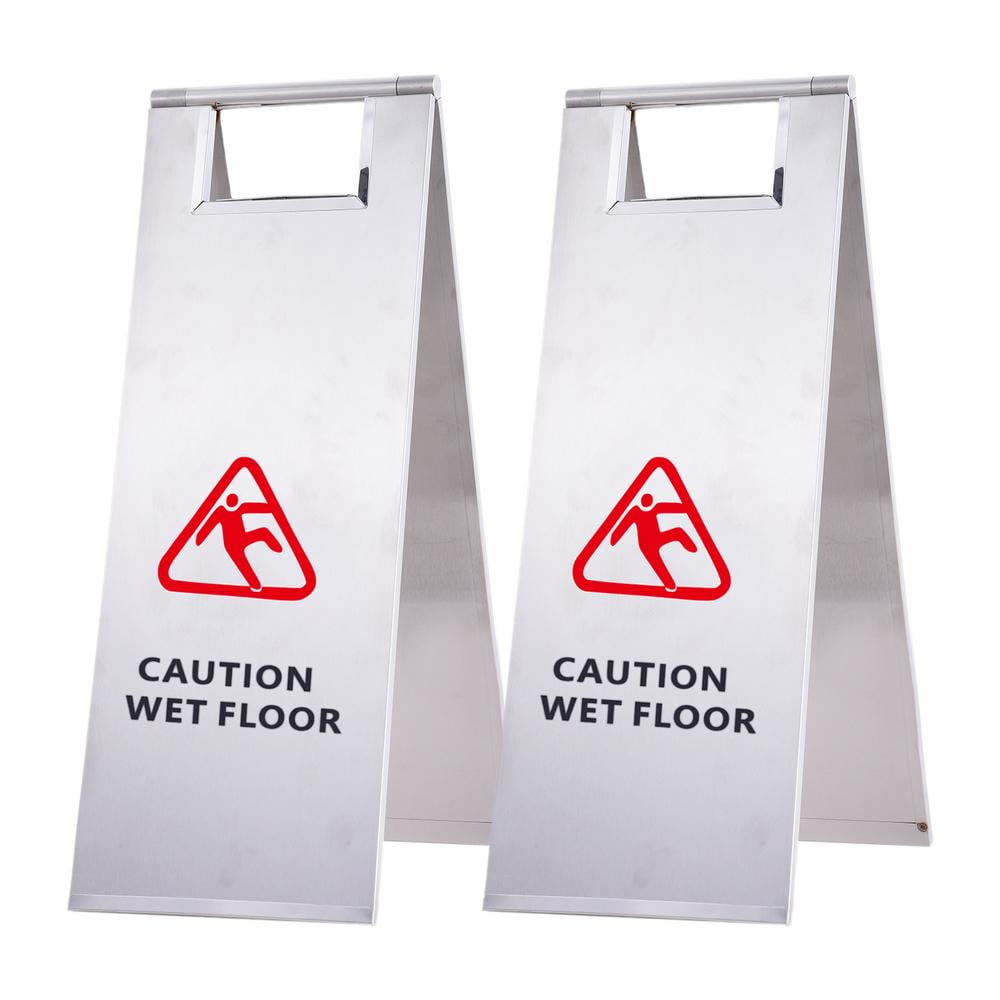 XIANERS Stainless Steel Wet Floor Sign 2Pcs Caution Slippery Safety ...