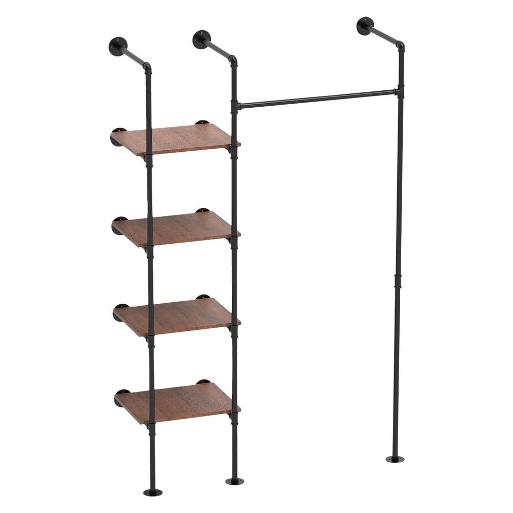 XIANERS Wall Mounted Clothing Rack Two Columns Industrial Pipe Clothes ...