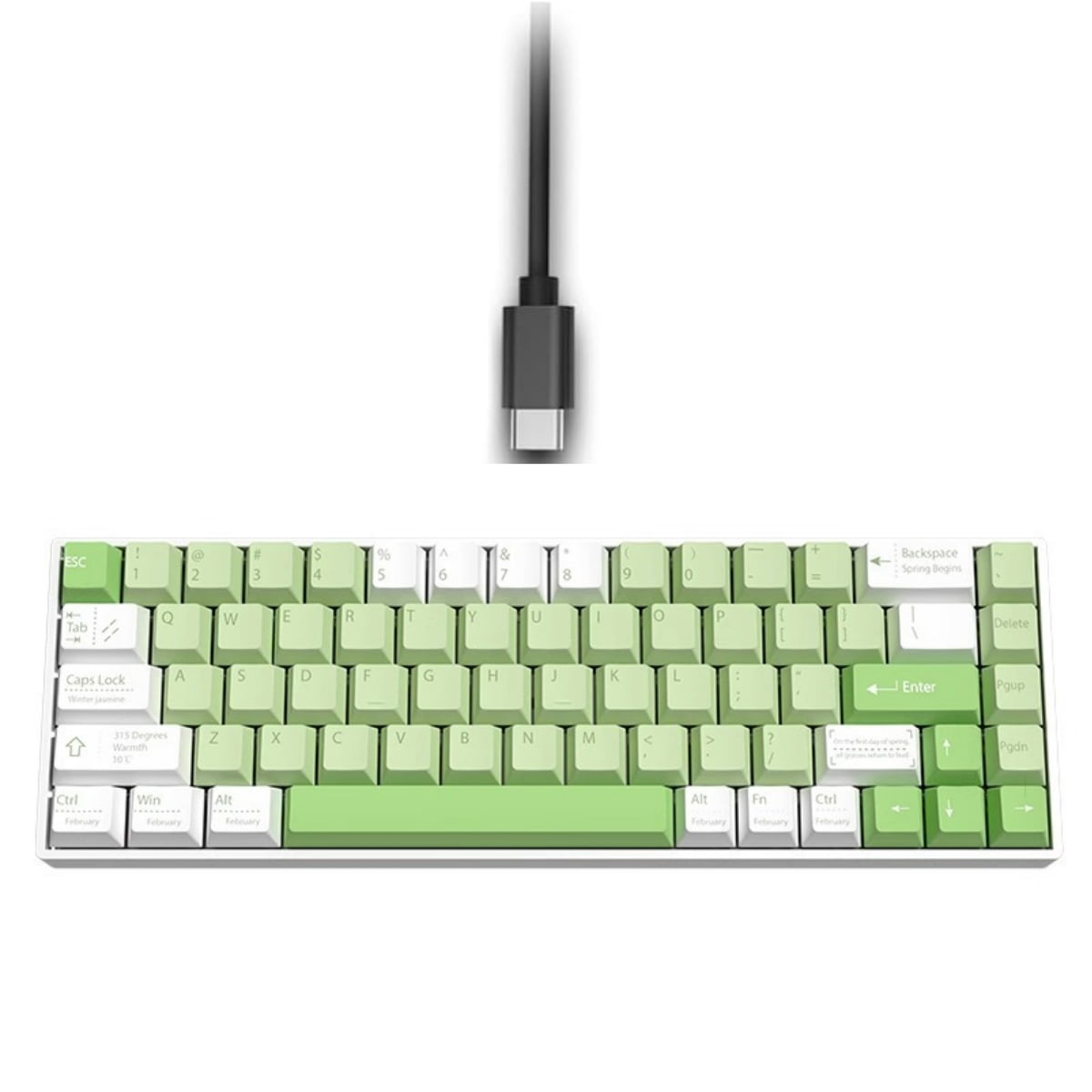 XIANJINO 60% Wired Gaming Keyboard, Pudding Keycaps with Translucent ...