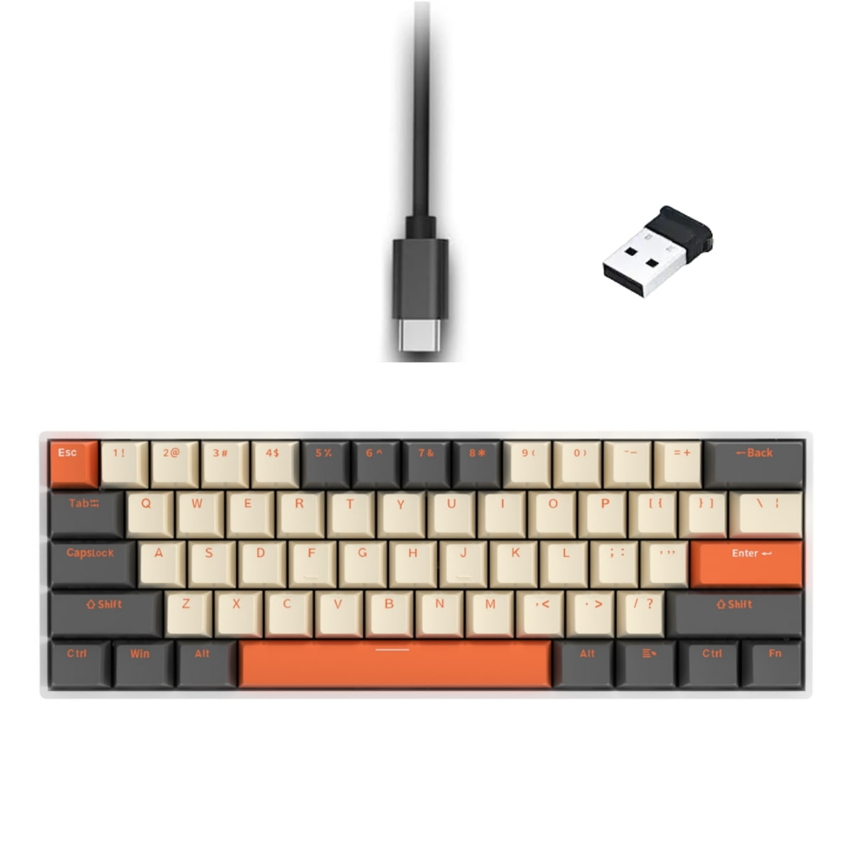XIANJINO 60% Wireless Gaming Keyboard, 3-Modes 2.4G/Bluetooth Pudding ...