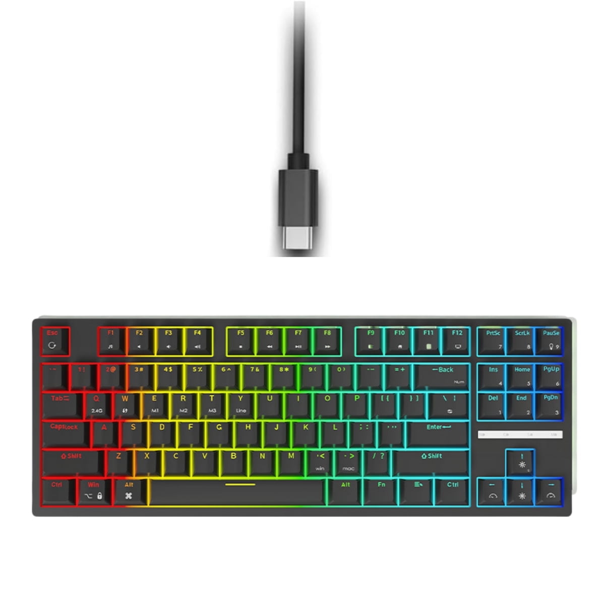 XIANJINO 75% Wireless Gaming Keyboard, Pudding Keycaps with Translucent ...