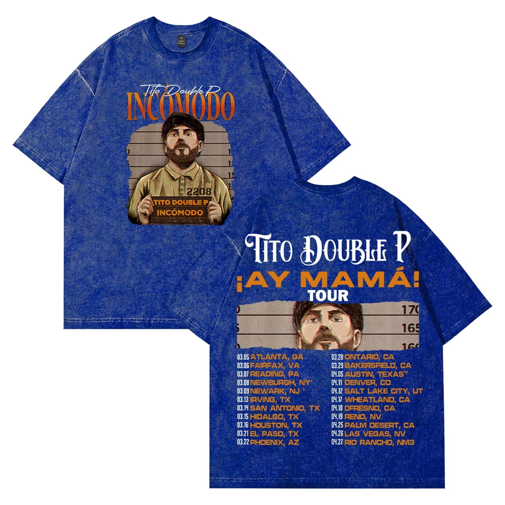 XIANQI Tito Double P Ay Mama Tour T-Shirt Crewneck Cotton Tee blue ...