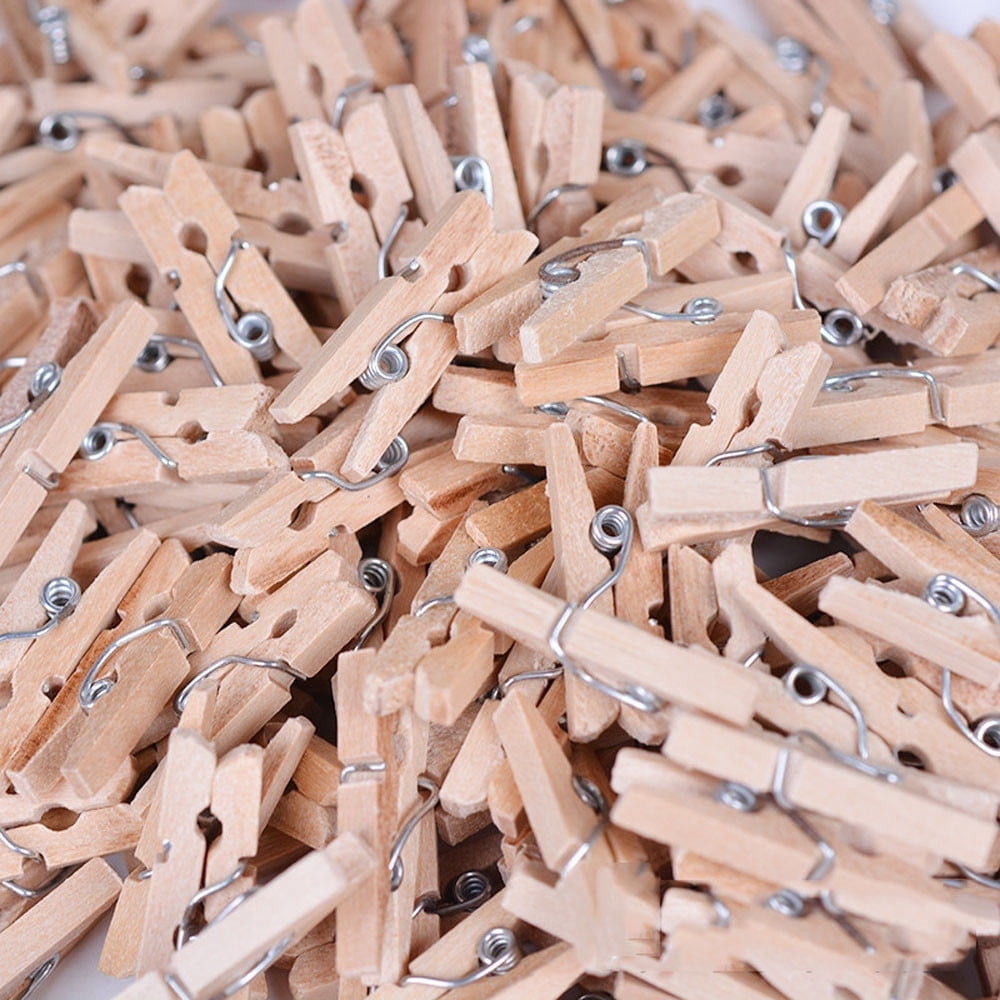 XIANXIAN 100Pc Solid Wood Clips Packet 100 Clamp Wooden of Wooden Photo ...
