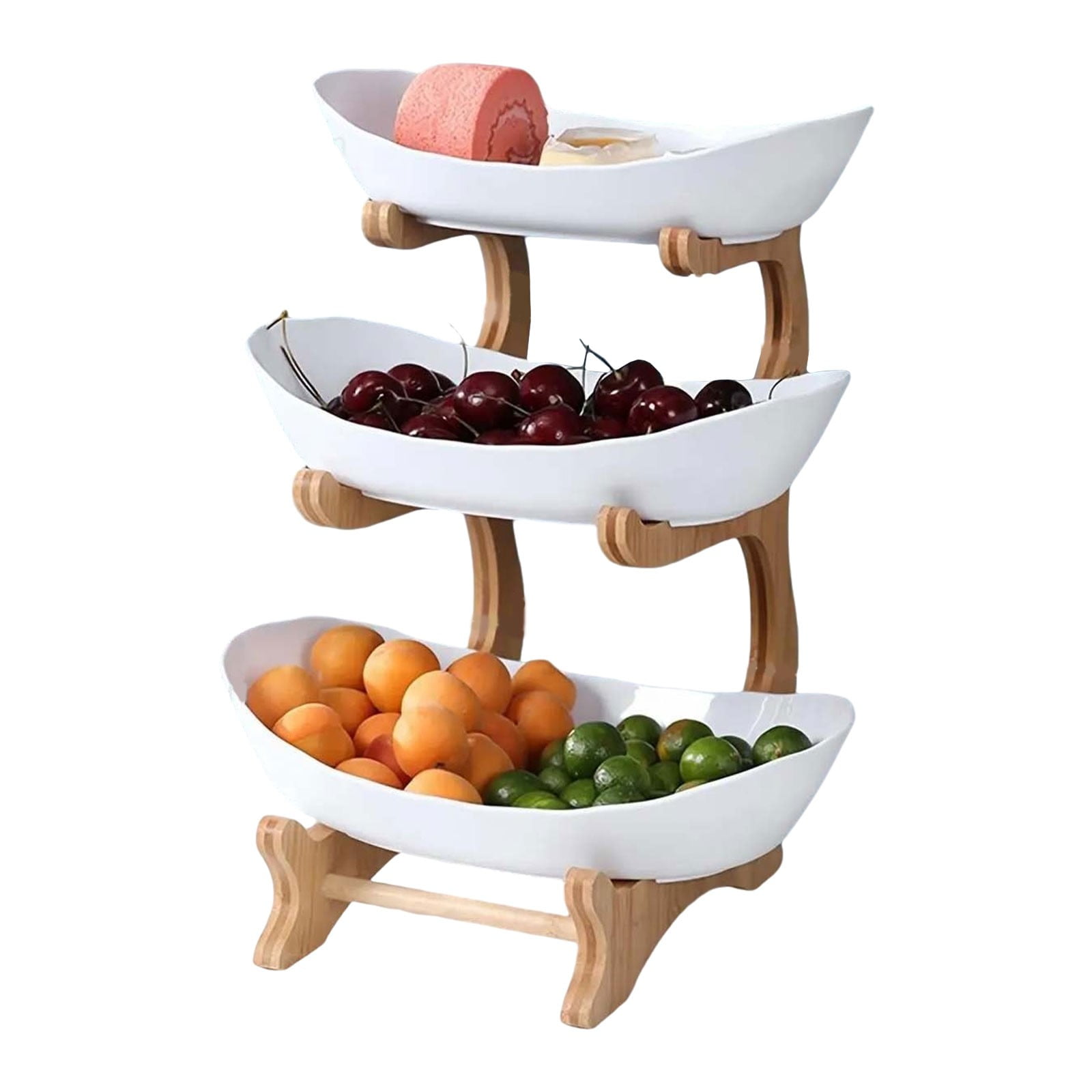 XIANXIAN 3-Tier Wooden Fruit Display Rack with Stand - Large Capacity ...