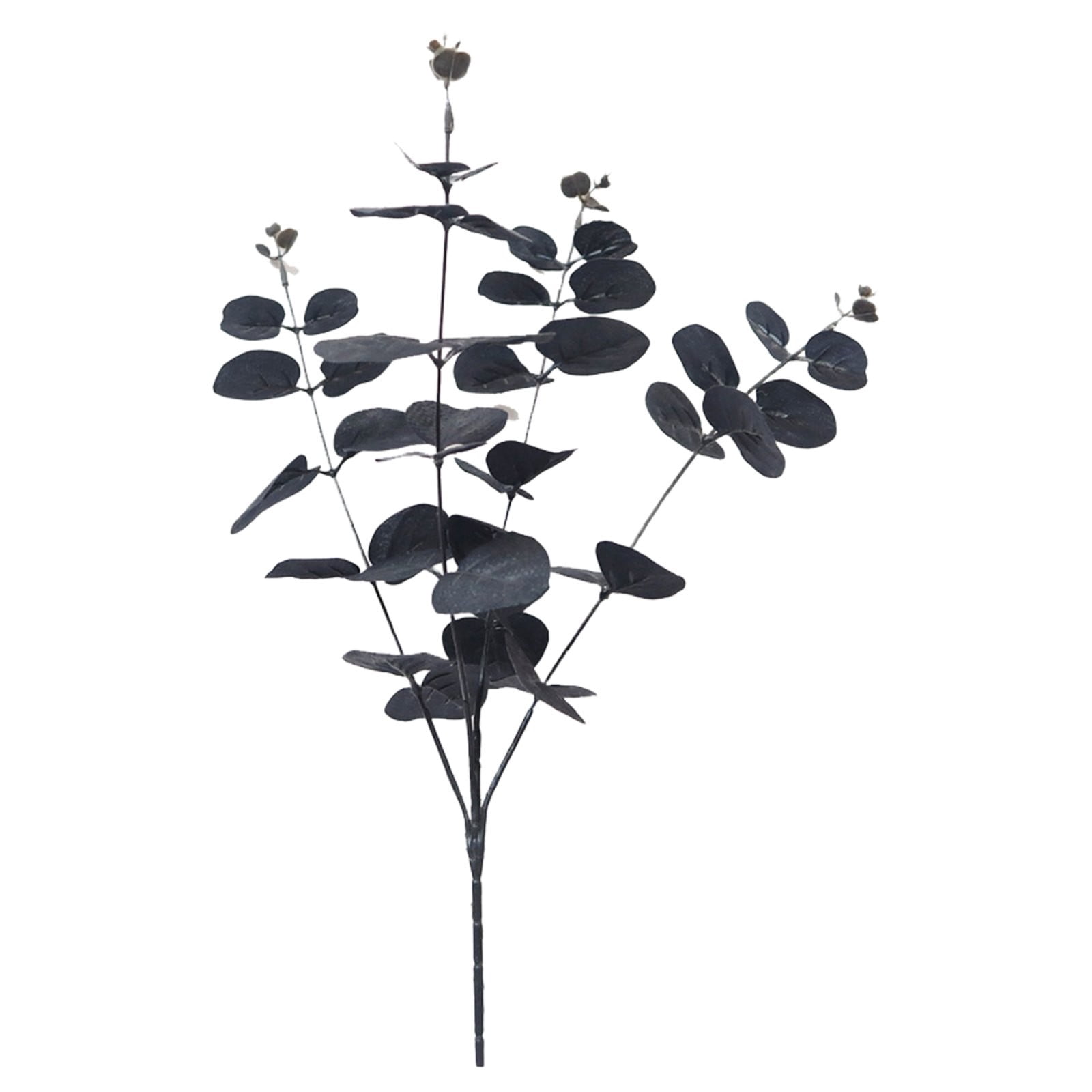 XIANXIAN 4-Fork Black Artificial Eucalyptus Stems with Gothic Leaves ...
