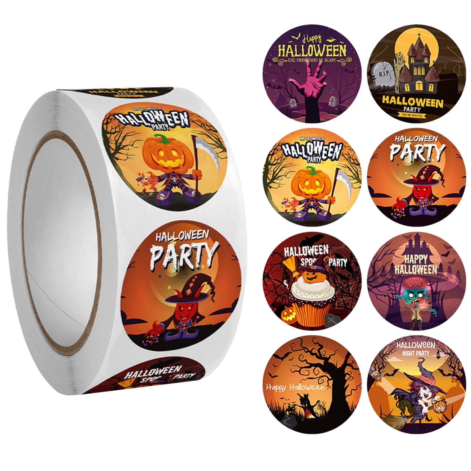 XIANXIAN 500 Stickers Halloween Round Label Stickers Happy Halloween ...
