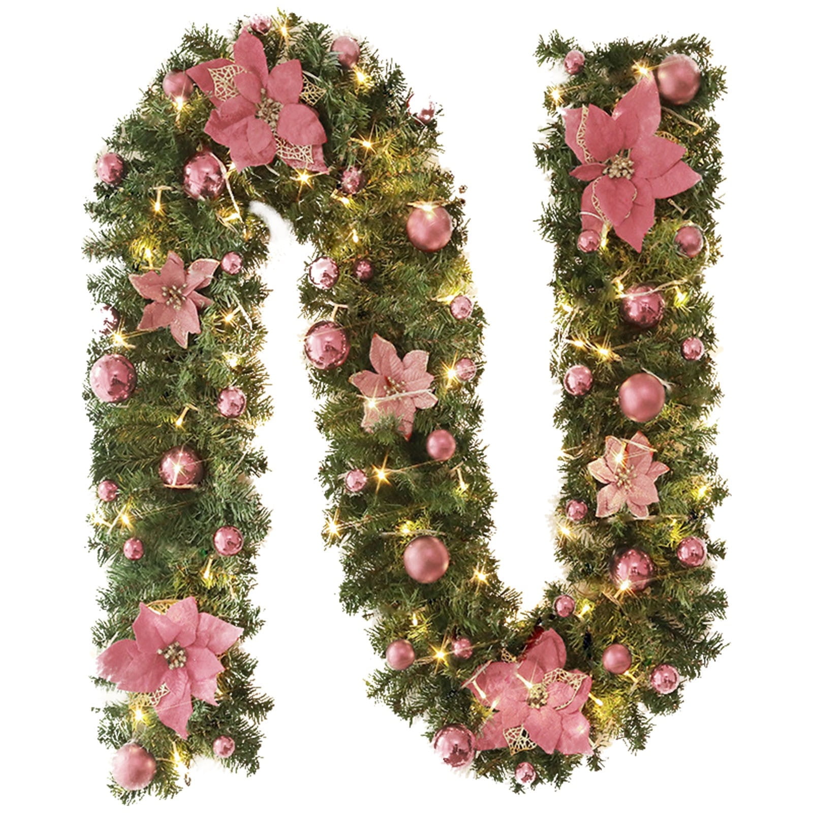 XIANXIAN Christmas Garland -Christmas Stairs Decoration Rattan Flowers ...