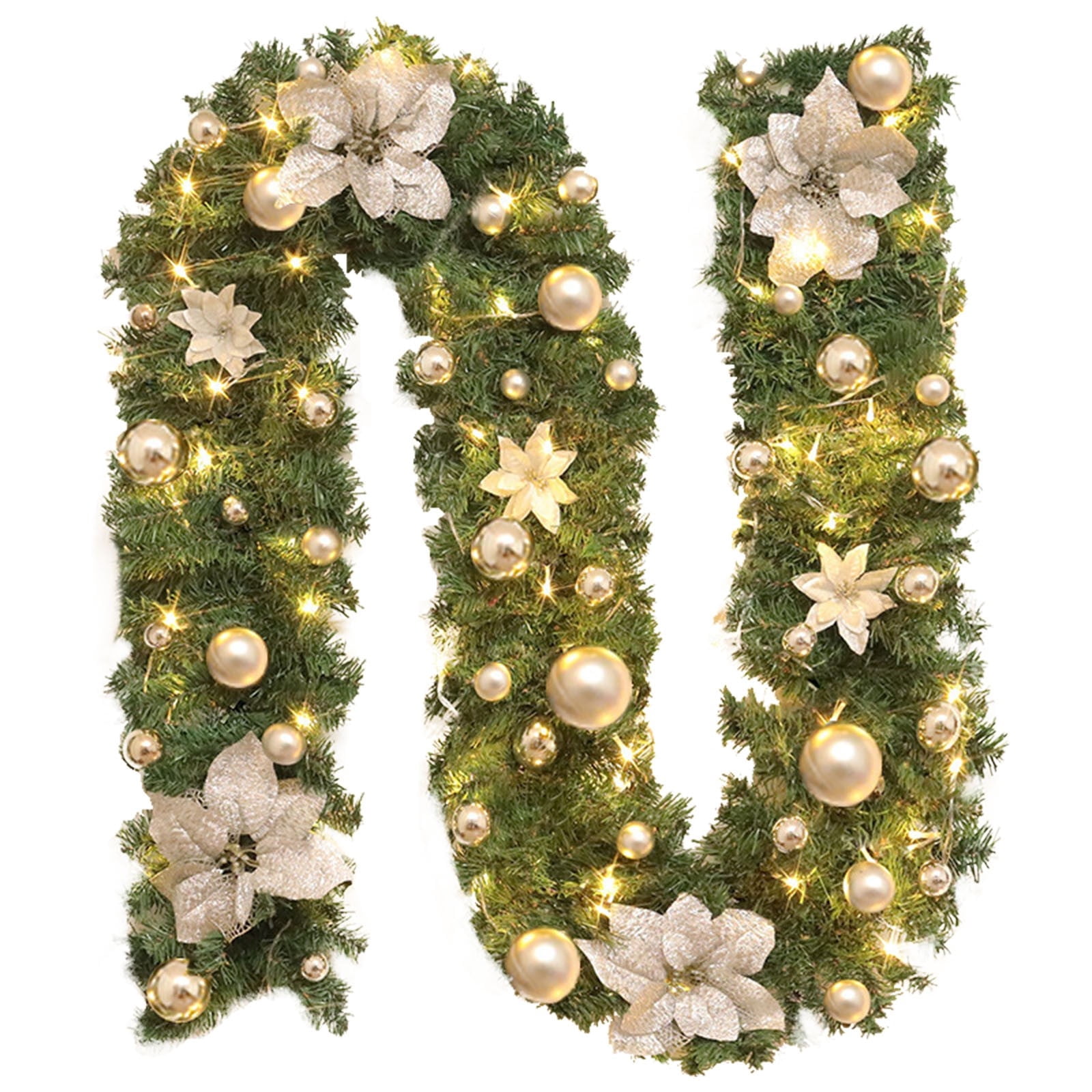 XIANXIAN Christmas Garland -Christmas Stairs Decoration Rattan Flowers ...