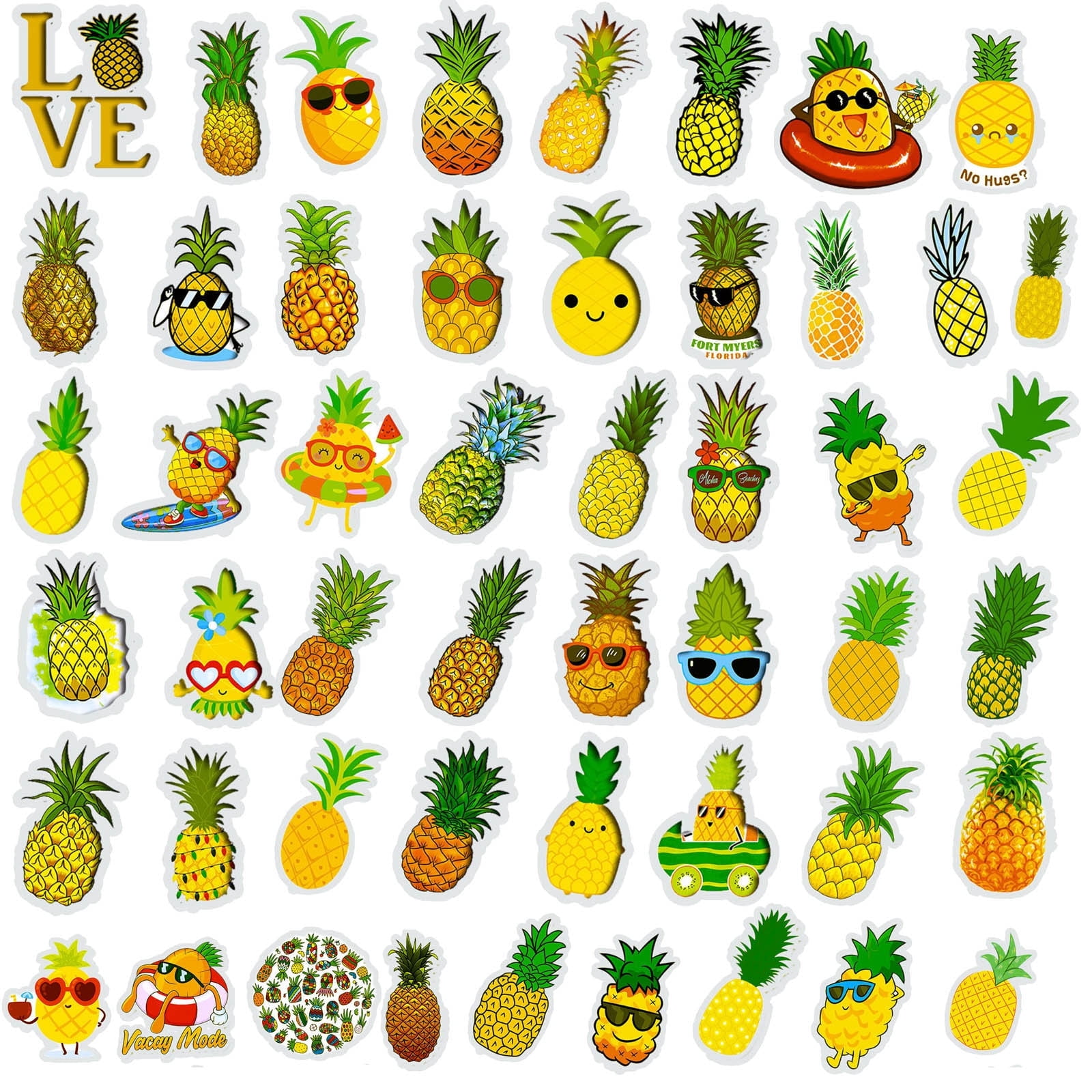 XIANXIAN Pineapple Stickers for Teens Boy Girls Kids|50 PCs|Cartoon ...