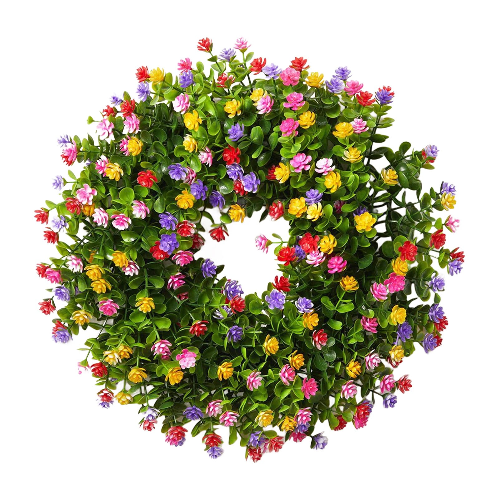 XIANXIAN Spring Wreaths for Front Door, Colorful Artificial Eucalyptus ...