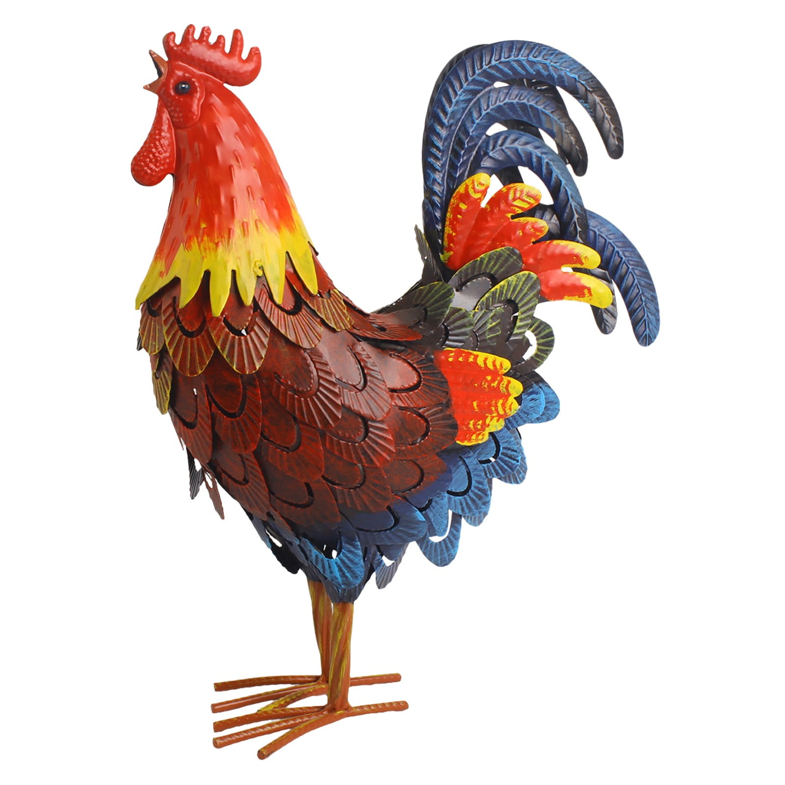 XIANXIAN Tropical Metal Rooster Statue Decor - Weather-Resistant ...
