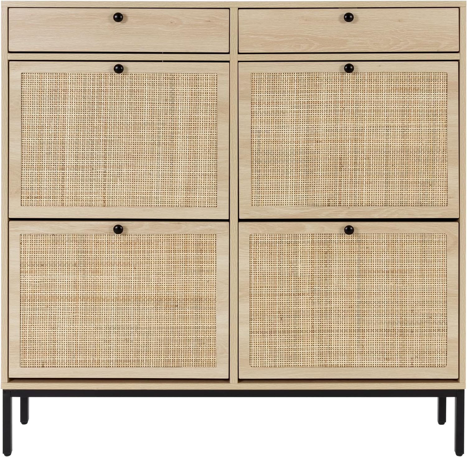 XIAO WEI Shoe Cabinet, Large Natural Rattan Shoe Storage Organizer ...