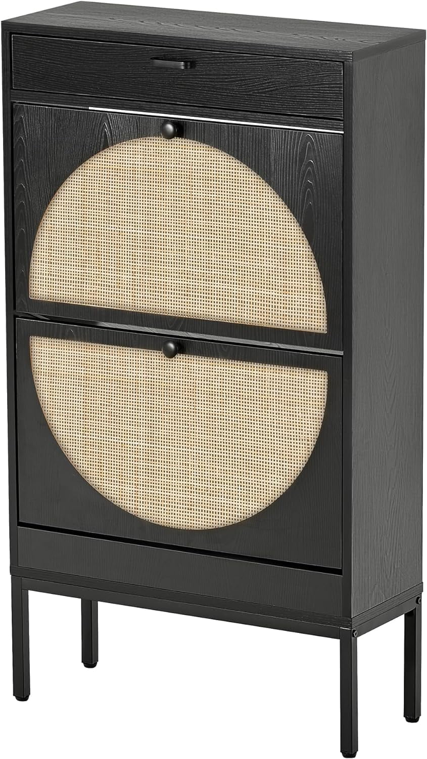 XIAO WEI Shoe Cabinet, Natural Semi Circle Handmade Rattan Shoe Storage ...