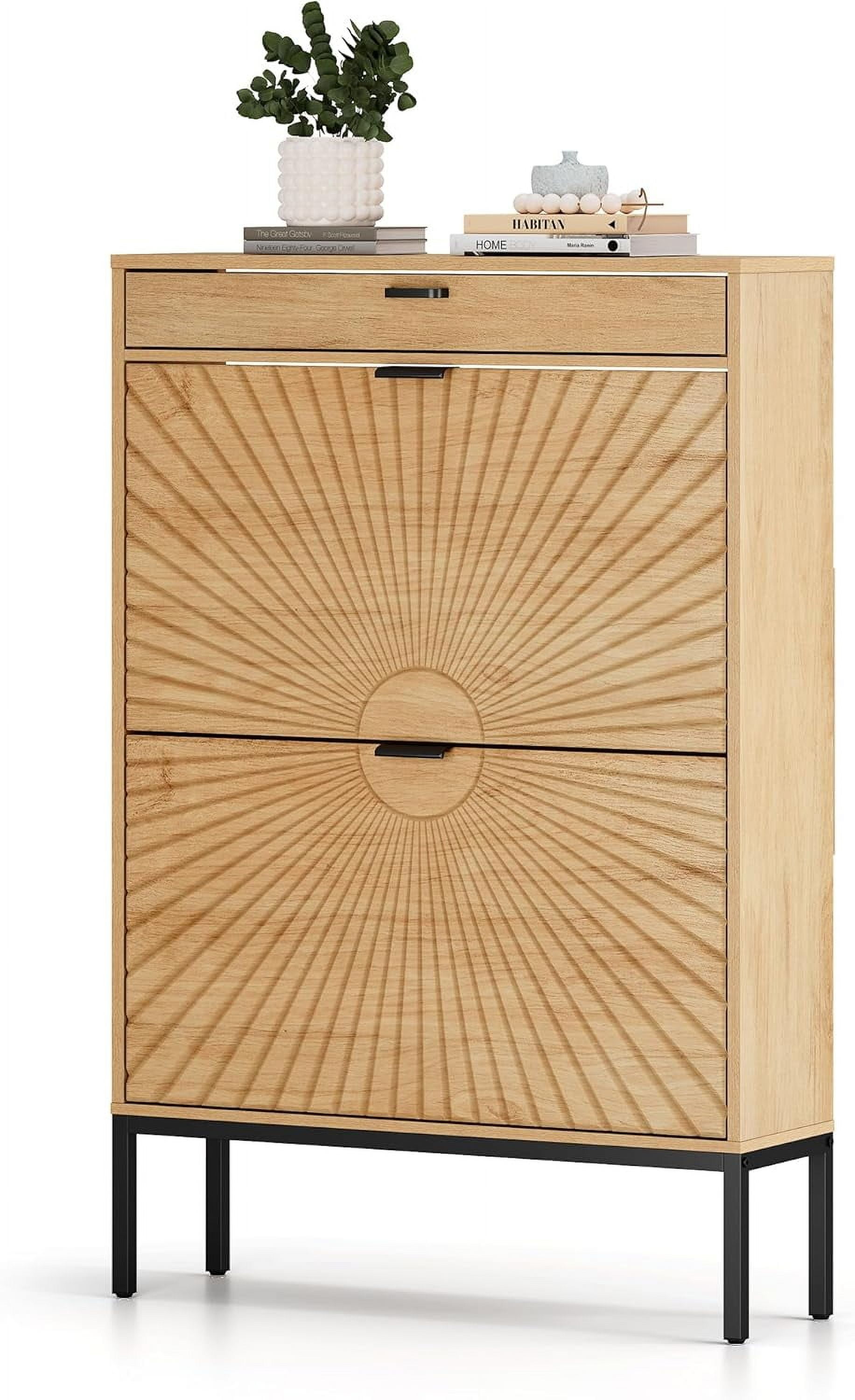 XIAO WEI Shoe Cabinet, Shoe Storage Organizer Cabinet with 2 Flip Half ...