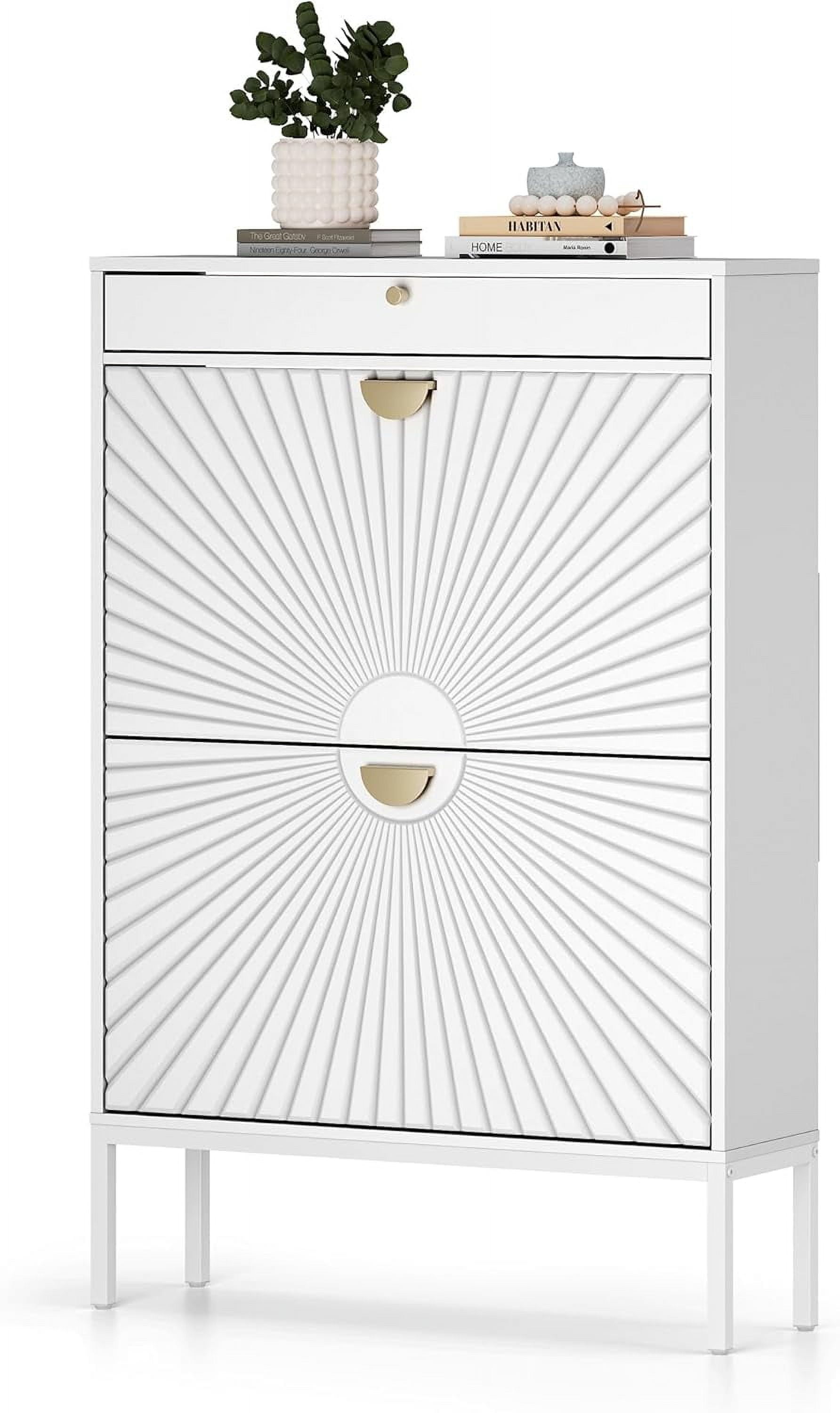 XIAO WEI Shoe Cabinet, Shoe Storage Organizer Cabinet with 2 Flip Half ...