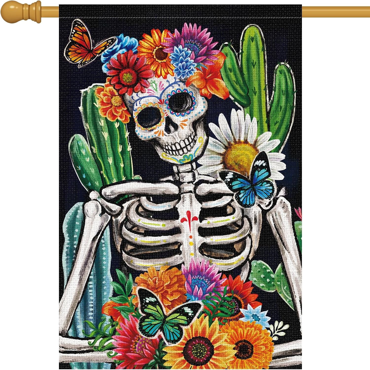 XIAOBIN Day of the Dead Garden Flag 12x18 Inch Double Sided Burlap ...