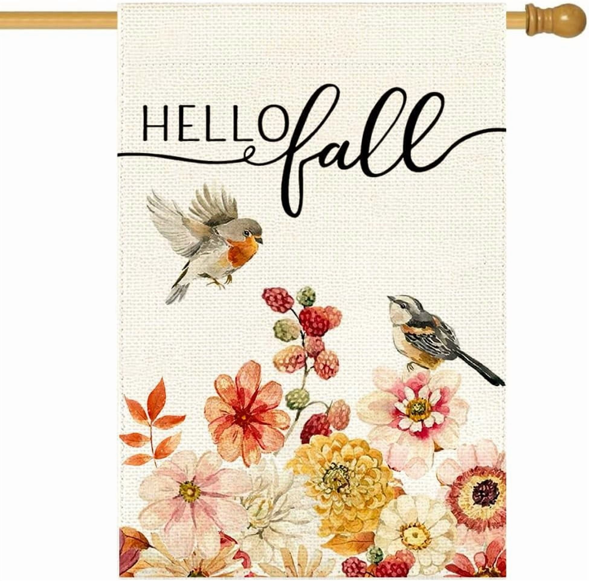 XIAOBIN Fall Floral Birds Garden Flag Double Sided Outside,Welcome ...