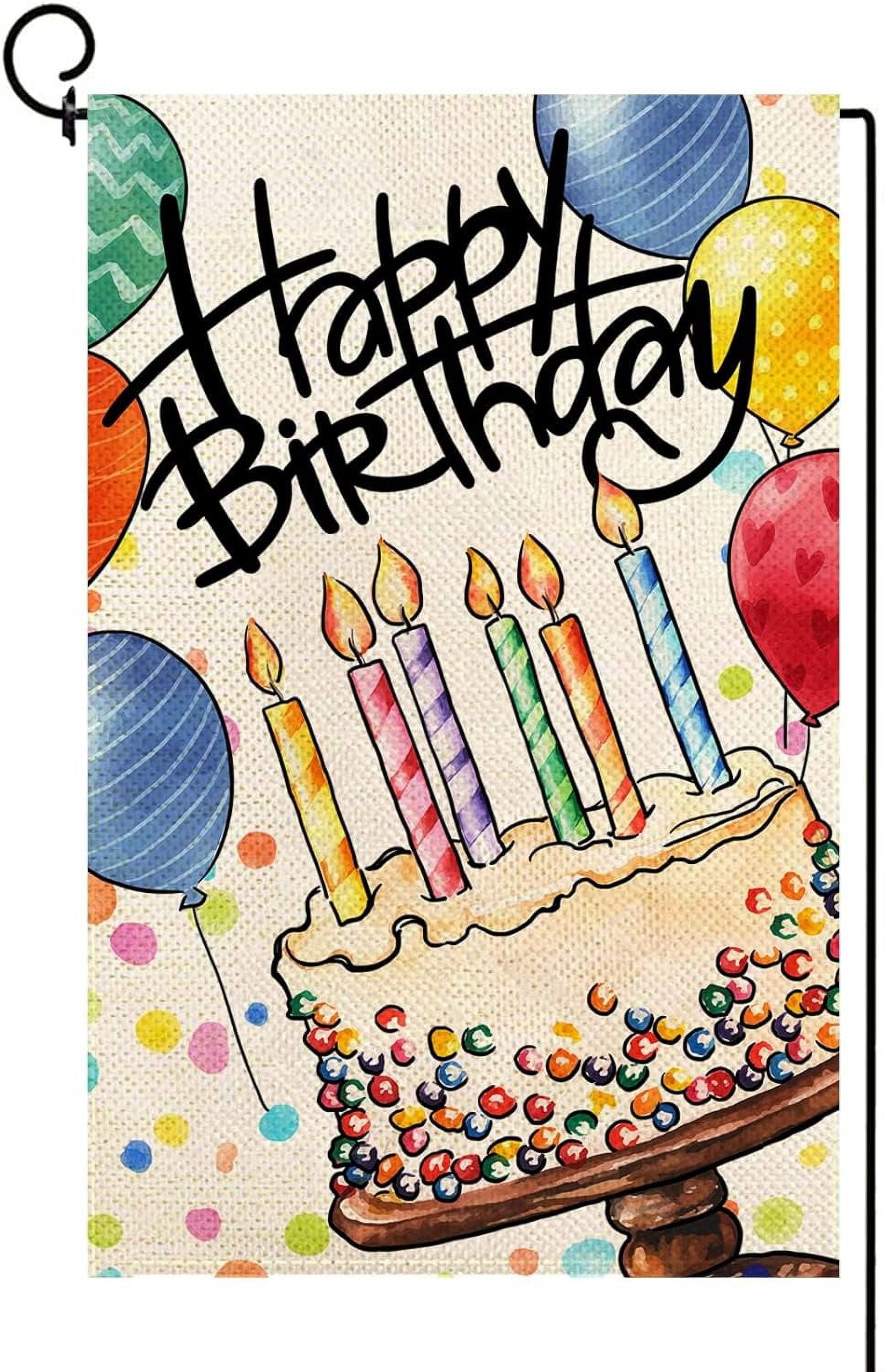 XIAOBIN Happy Birthday Garden Flag Yard Flag Burlap Vertical Double ...