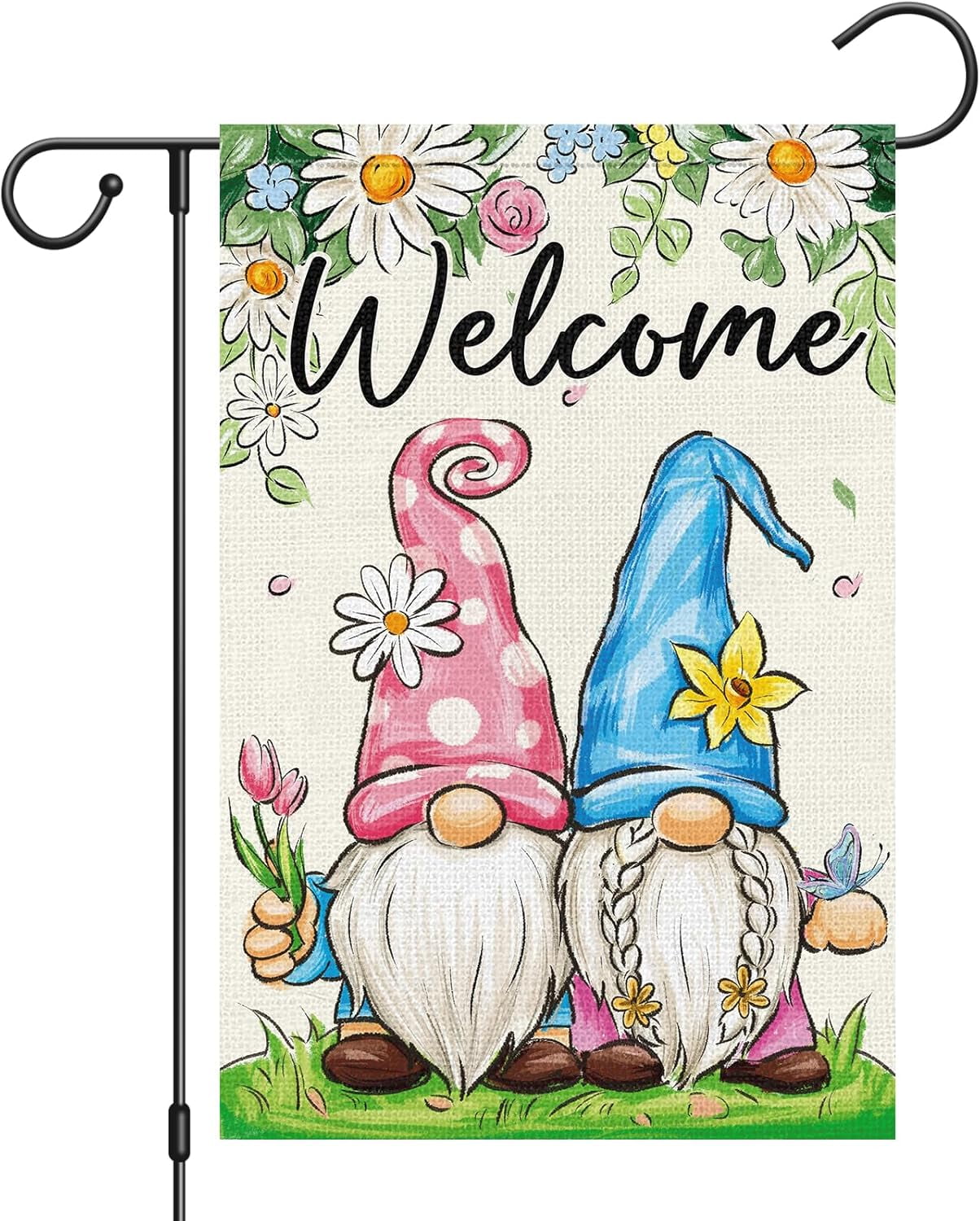 XIAOBIN Welcome Spring Gnomes Garden Flag 12x18 Inch Double Sided ...