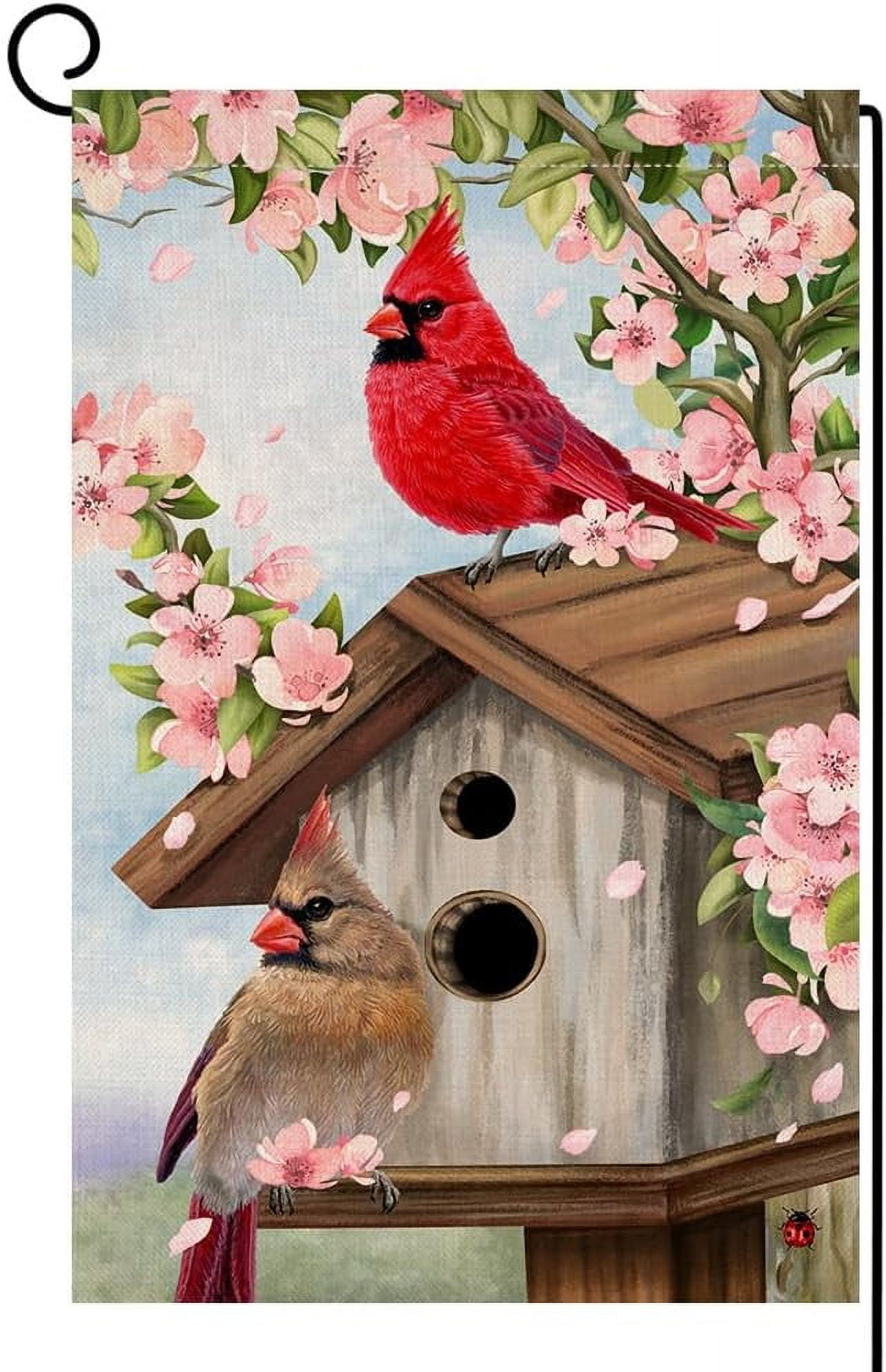 XIAOBIN Winter Cardinal Bird Garden Flag 28x40 Vertical Double Sided ...