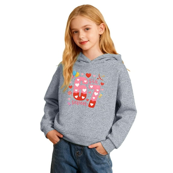 XIAOCHA Kids Six Seven Party Pattern Hoodie Birthday Loose Long Sleeve ...
