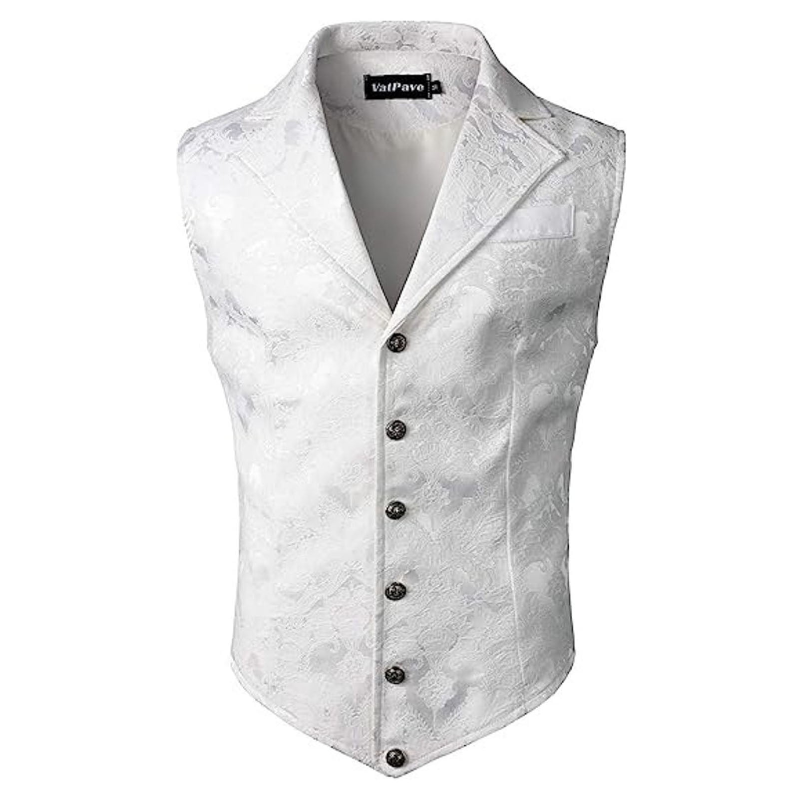 XIAOCHA Men's Jacquard Pattern Vest Slim Fit Sleeveless Notched Lapel ...