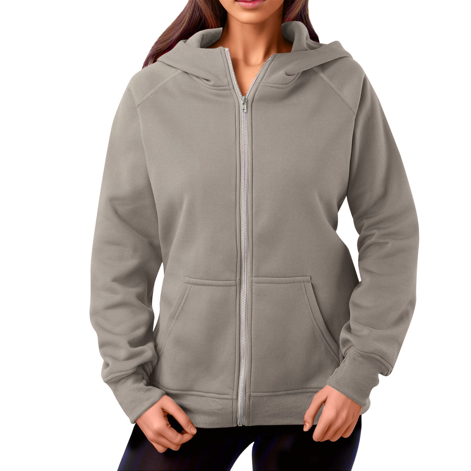 XIAOCHA Outdoor Full Zip Hoodies Loose Raglan Sleeve Hooded Jacket ...