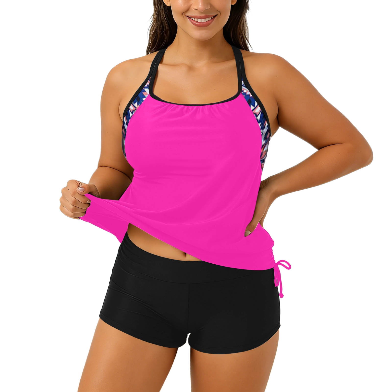 XIAOCHA Oversize Tankini For Women Halter Neck Flowy Top Drawstring ...