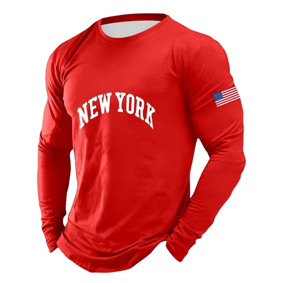 XIAOCHA Patriotic Long Sleeve T-Shirt for Men Classic Crew Neck Daily ...