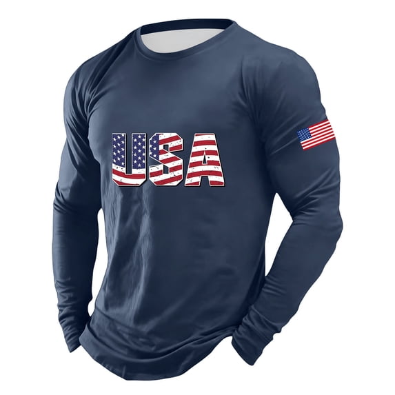 XIAOCHA Patriotic Long Sleeve Tshirt for Men Casual Outdoor Weekend ...