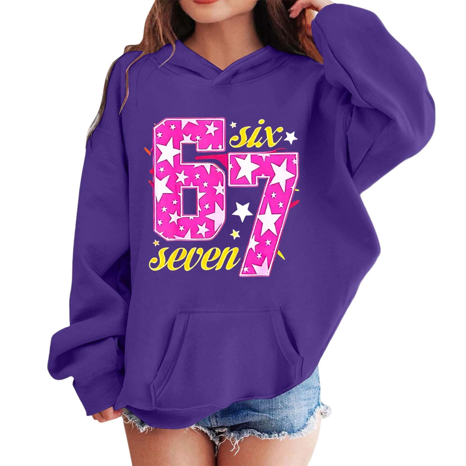 XIAOCHA Women Hoodie Birthday Loose Long Sleeve Hooded Spring Pullover ...