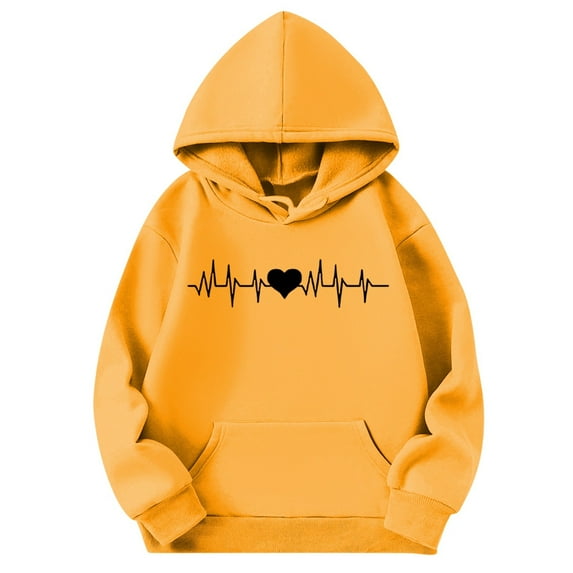 XIAOCHA Women Hoodie Regular Fit Spring Autumn Hoodies Heartbeat ...
