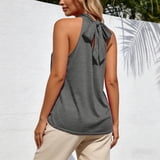 XIAOCHA Women's Halter-Neck Sleeveless Tanks Ruched Front Weekend ...
