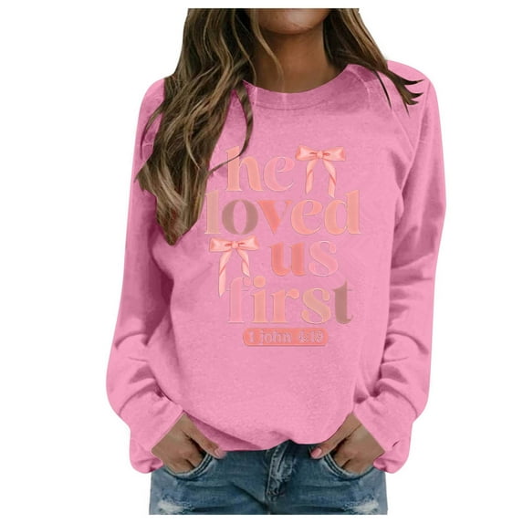 XIAOCHA Women's Pullover Sweatshirt Letter Graphic Print Crew Neck Long ...