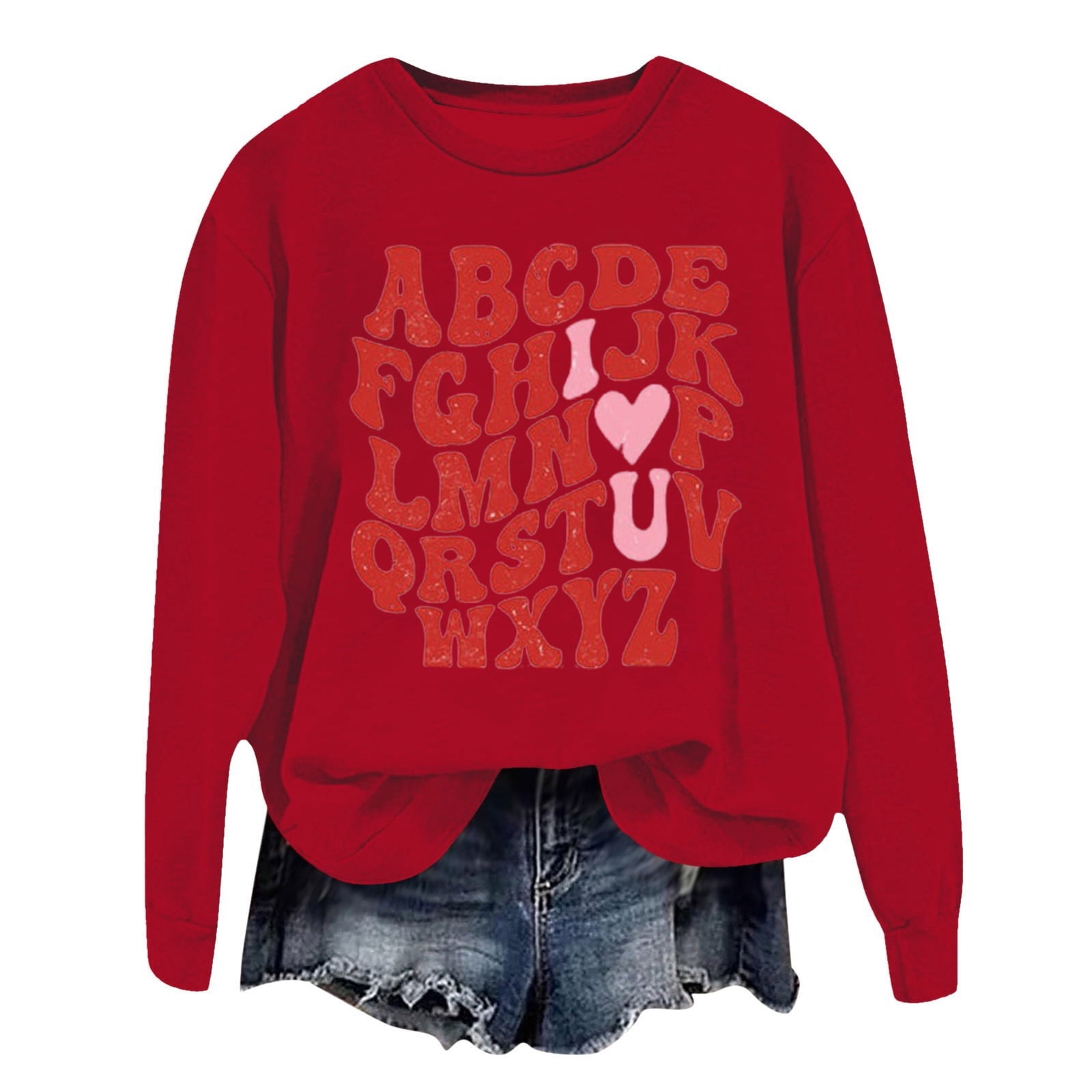 XIAOCHA Women's Winter Trendy Festive Valentine's Print Crew Neck ...