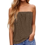 XIAOCHA Womens Eyelet Embroidered Tube Top Strapless Solid Casual Loose ...