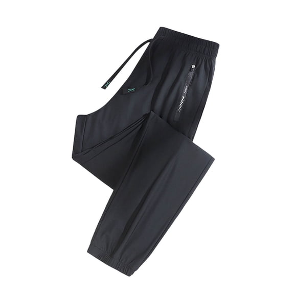 XIAOCHA Zipper-Pocket Jogger Pants for Men Elastic- Athletic Daily Full ...