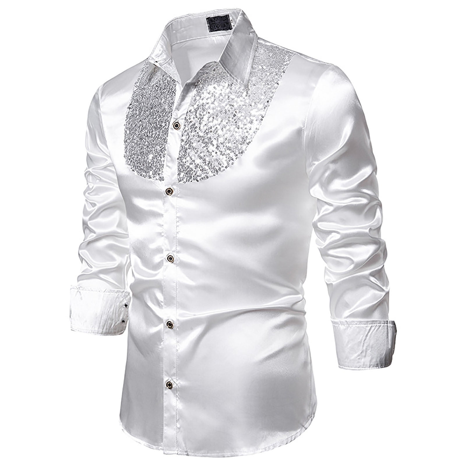 XIAOFFENN Mens Long Sleeve T Shirts, Mens Metallic Dress Shirts Long ...