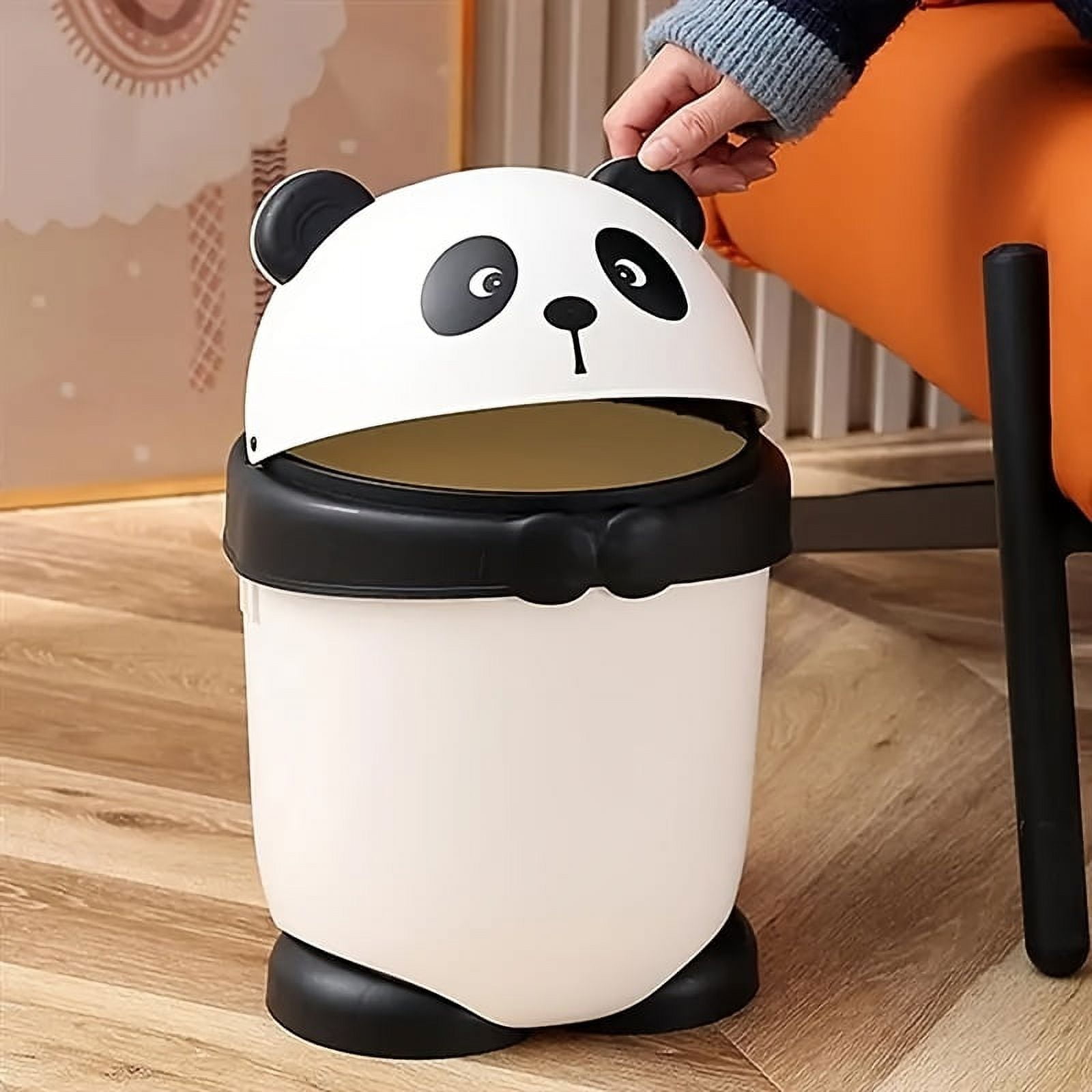 XIAOGZAHUOP Adorable Panda Shaped 2.11gal Plastic Trash Can for Desktop ...