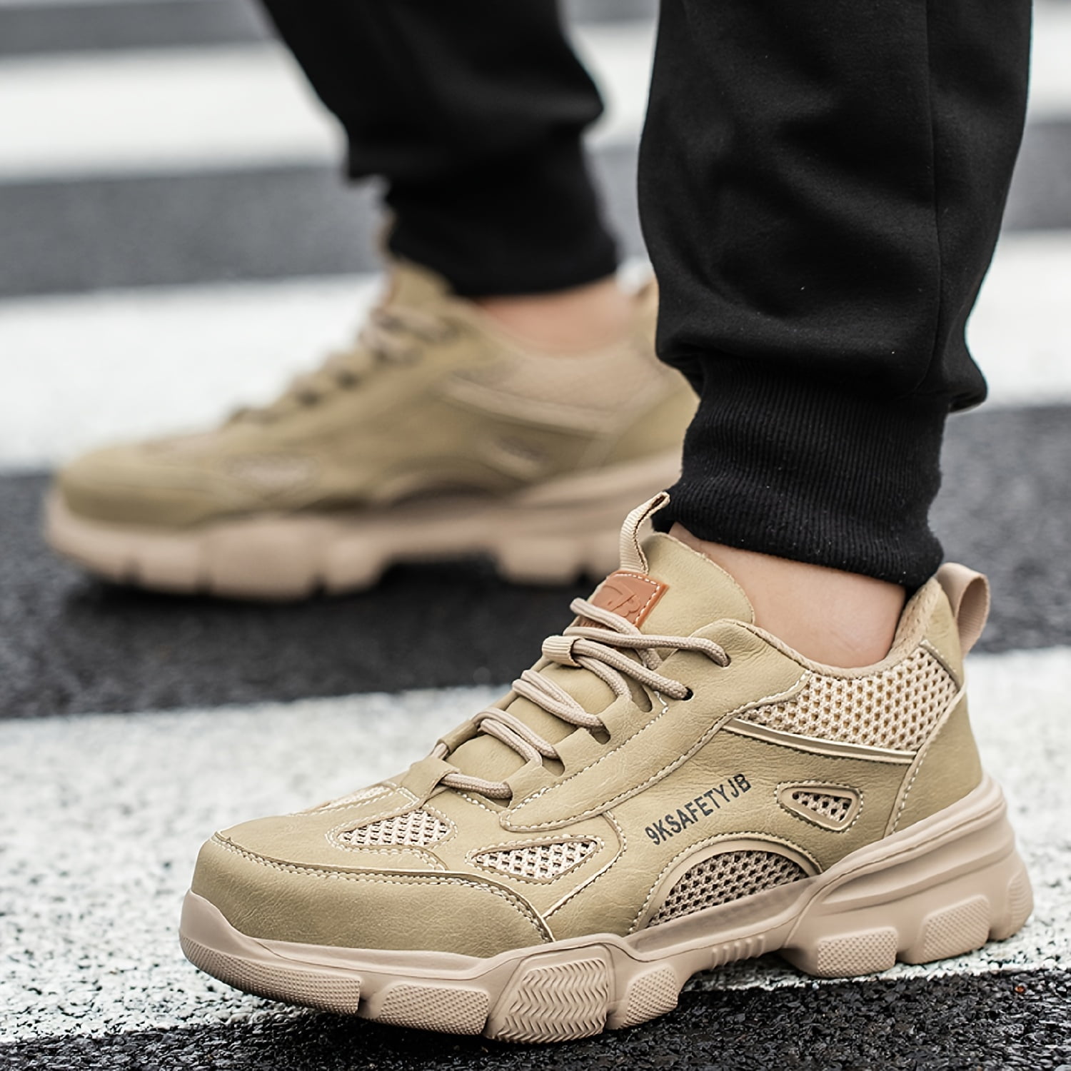 XIAOGZAHUOP Durable Lightweight Mens Steel Toe Mesh Work Shoes ...