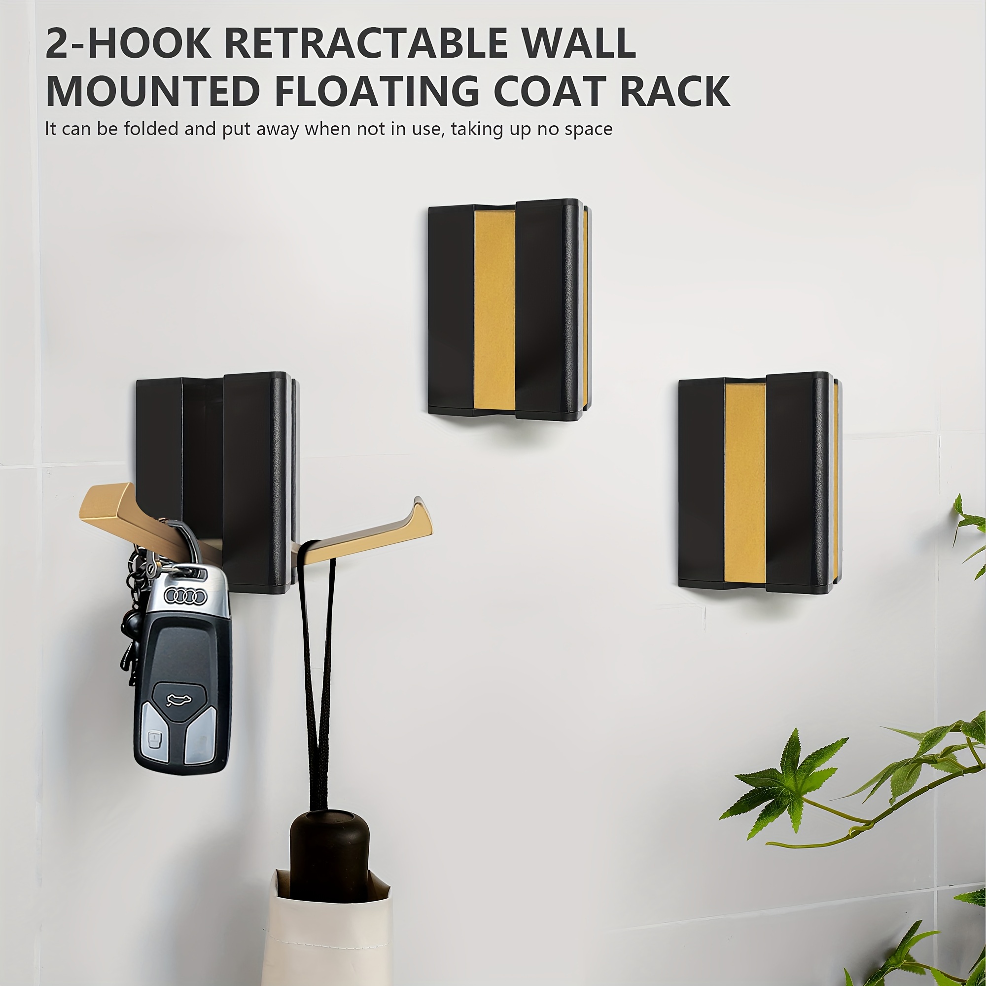 XIAOGZAHUOP Durable Rust-Resistant Black Gold Aluminum with 2 Hooks for ...