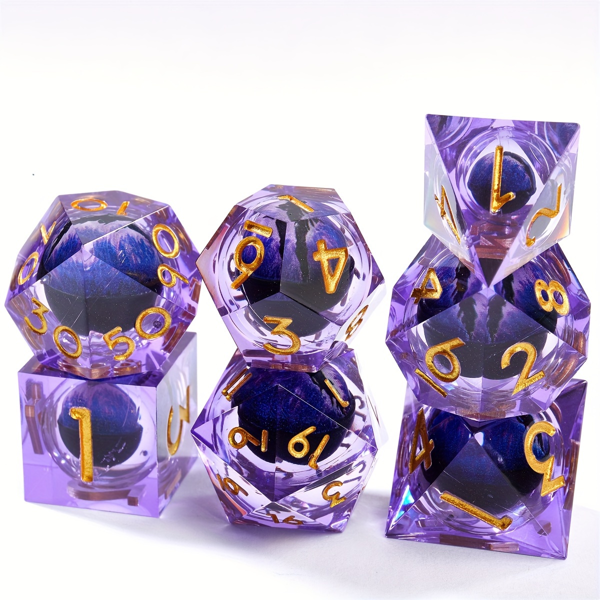 XIAOGZAHUOP Longan-shaped Mobile Polyhedral Dice Set of 7 for TRPG Role ...