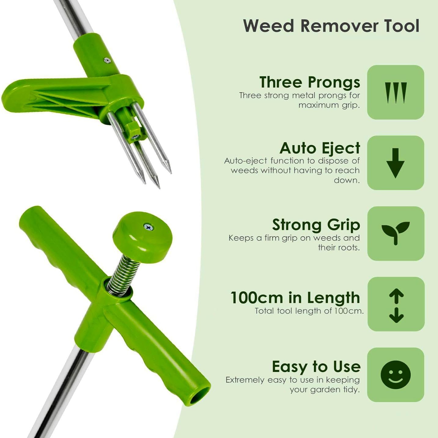 XIAOGZHP Convenient Green Weed Puller Stand Tool with 3 Effective Claws and Grabber - Handy Hand ...