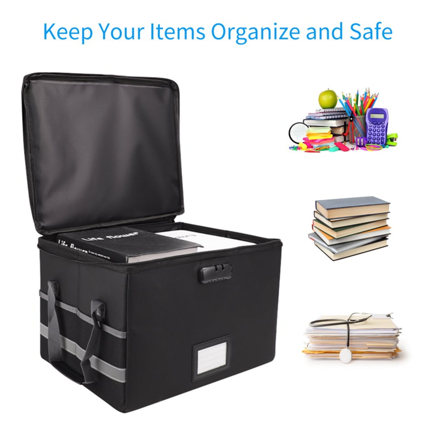 XIAOGZHP Fireproof Collapsible Portable Home Office Locking Storage Box ...