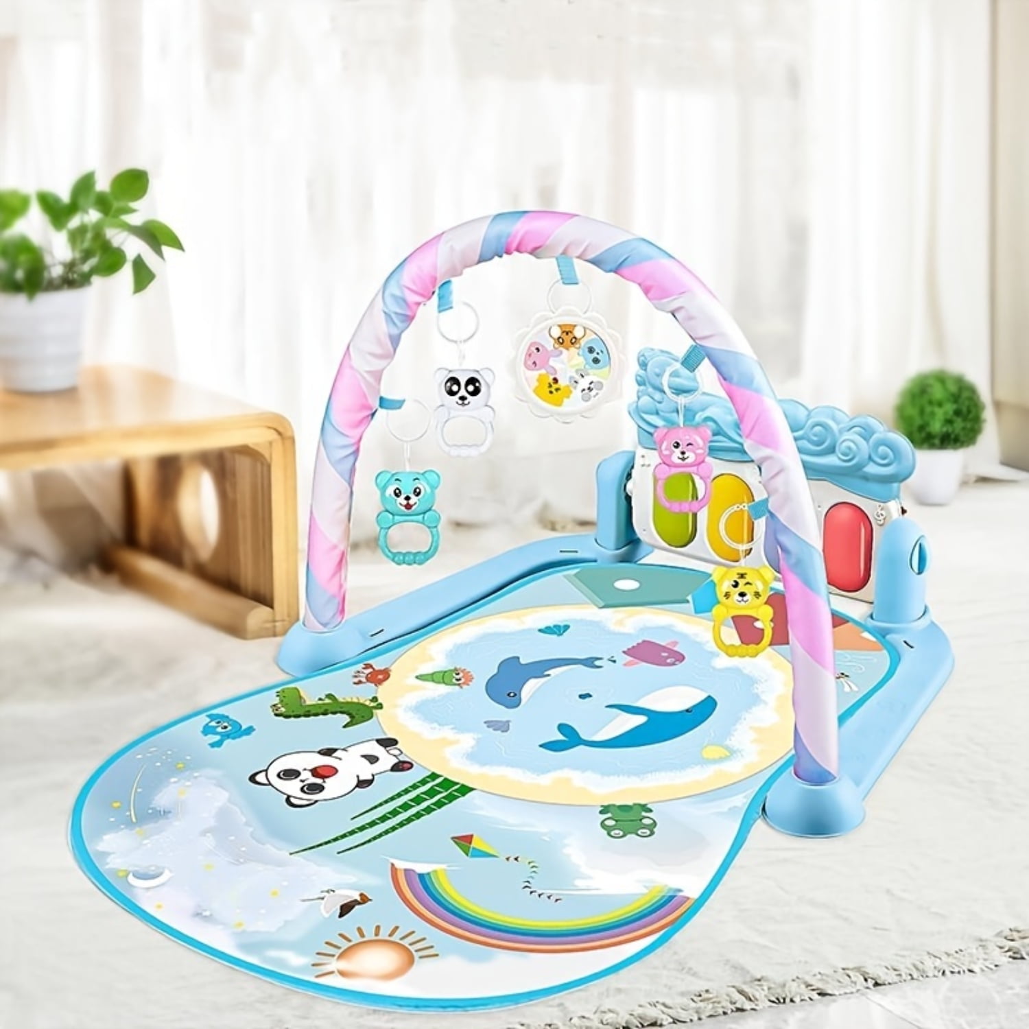 XIAOGZHP Soft and Cuddly Cotton Baby Gym Play Mat with Interactive Kick ...