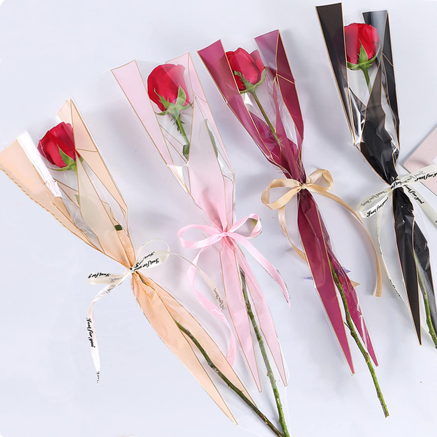 XIAOHONG 200 Counts /4 Colors Flower Wrapping Paper Flower Packaging ...