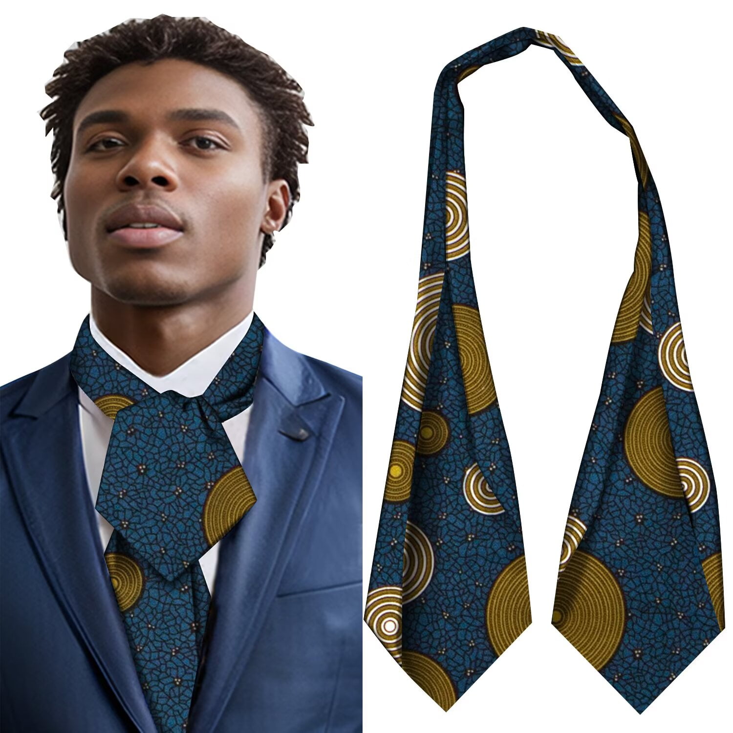 XIAOHUAGUA African Men's Kente Self-Tied Neck Cravat Tie Ascot Tie Formal Party Wedding Cravats ...