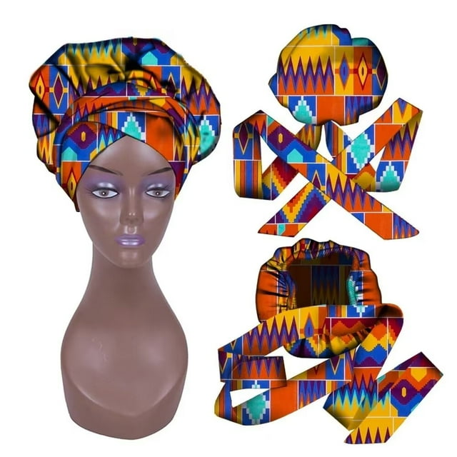 XIAOHUAGUA African Print Hair Bonnet Turbans Head Scarf Headwraps for ...