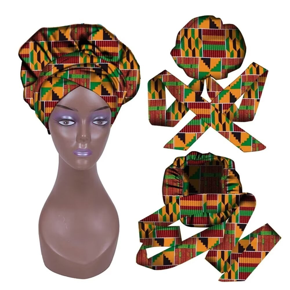 XIAOHUAGUA African Print Hair Bonnet Turbans Head Scarf Headwraps for ...