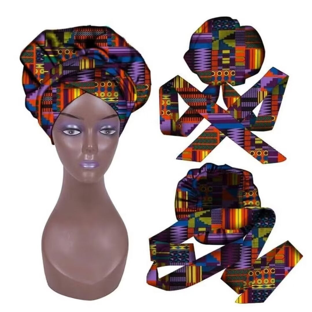 XIAOHUAGUA African Print Hair Bonnet Turbans Head Scarf Headwraps for ...